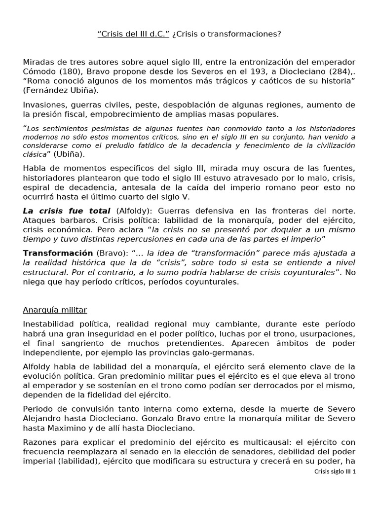Resumen-Crisis Del Siglo III | PDF | imperio Romano | Roma antigua
