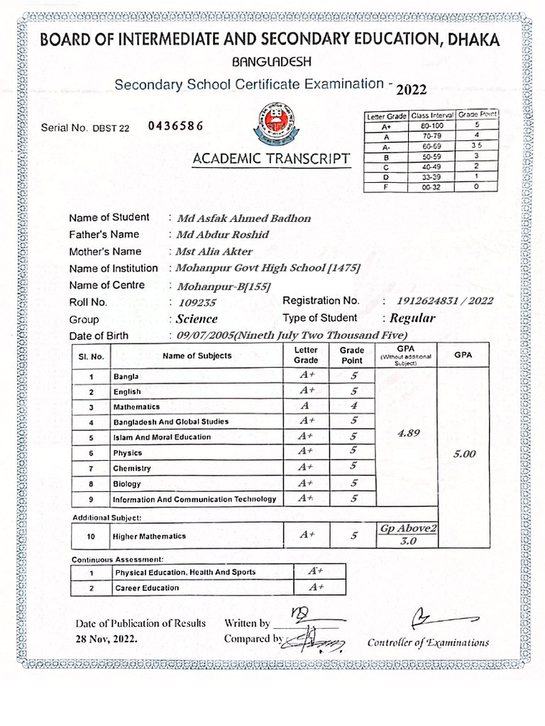 My SSC Marksheet | PDF