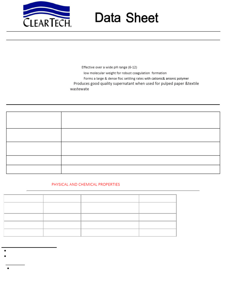 Data Sheet Clear Floc200 | PDF | Water | Water Treatment