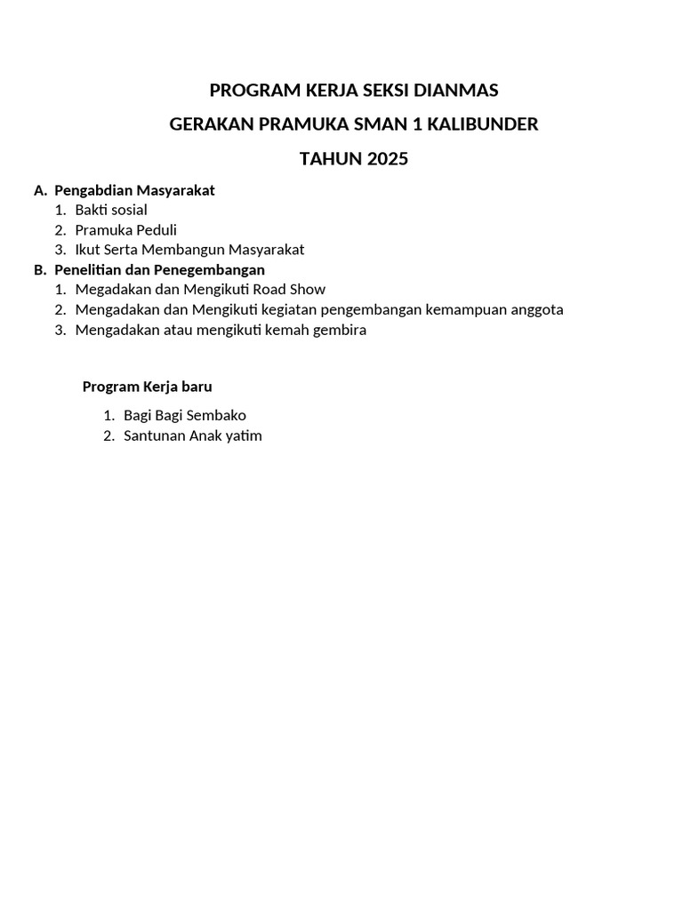 Program Kerja Seksi Dianmas | PDF
