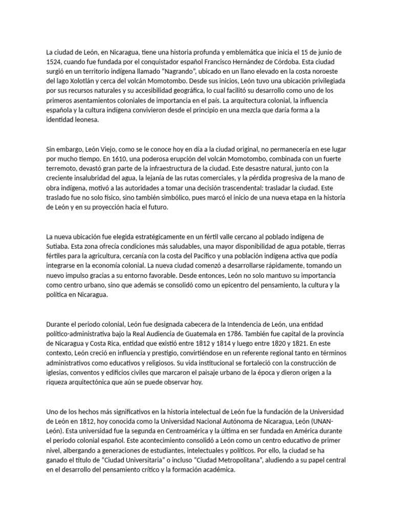 Historia de Leon | PDF | Nicaragua | Nueva españa