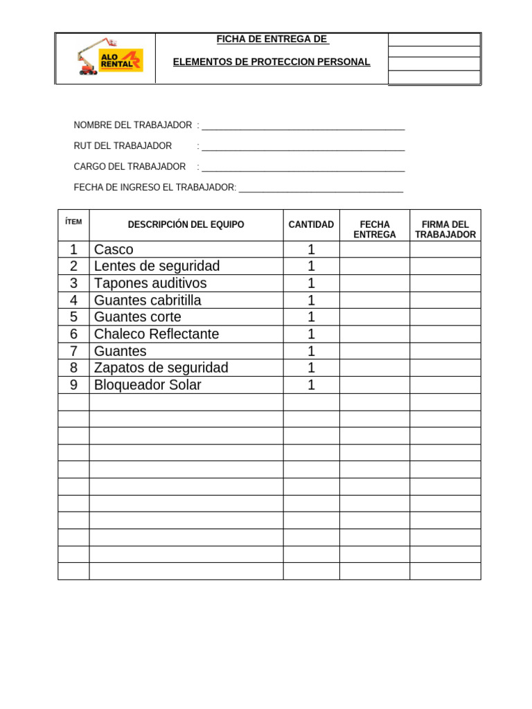 2 Ficha de Entrga de EPP | PDF