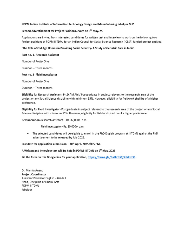 UP Second Advertisement ICSSR PV MA 25042025 | PDF