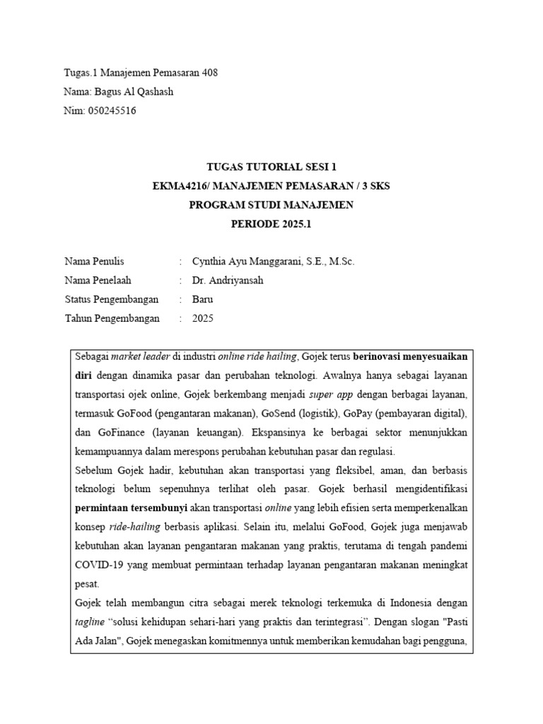 Tugas.1 Manajemen Pemasaran 408 | PDF