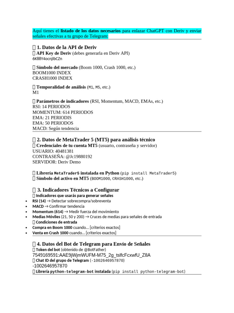 Paso A Paso para Proyecto de Deriv Con Chatgpt | PDF