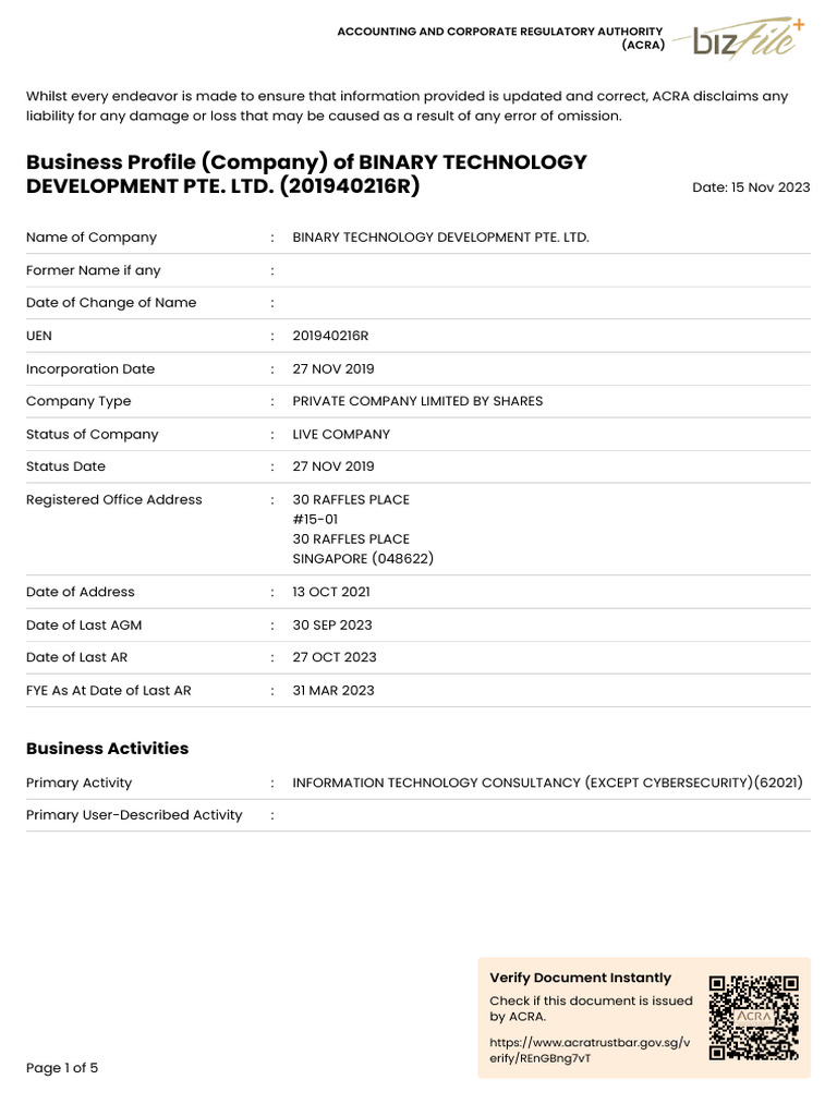 Binary Technology Development Profile | PDF | Business | Corporations