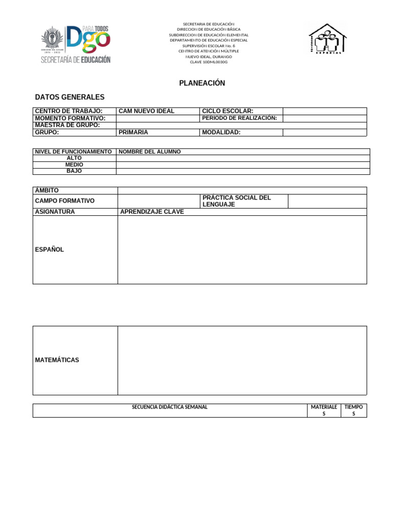 Propuesta de Formato de Planeación | PDF | Aprendizaje | Cognición