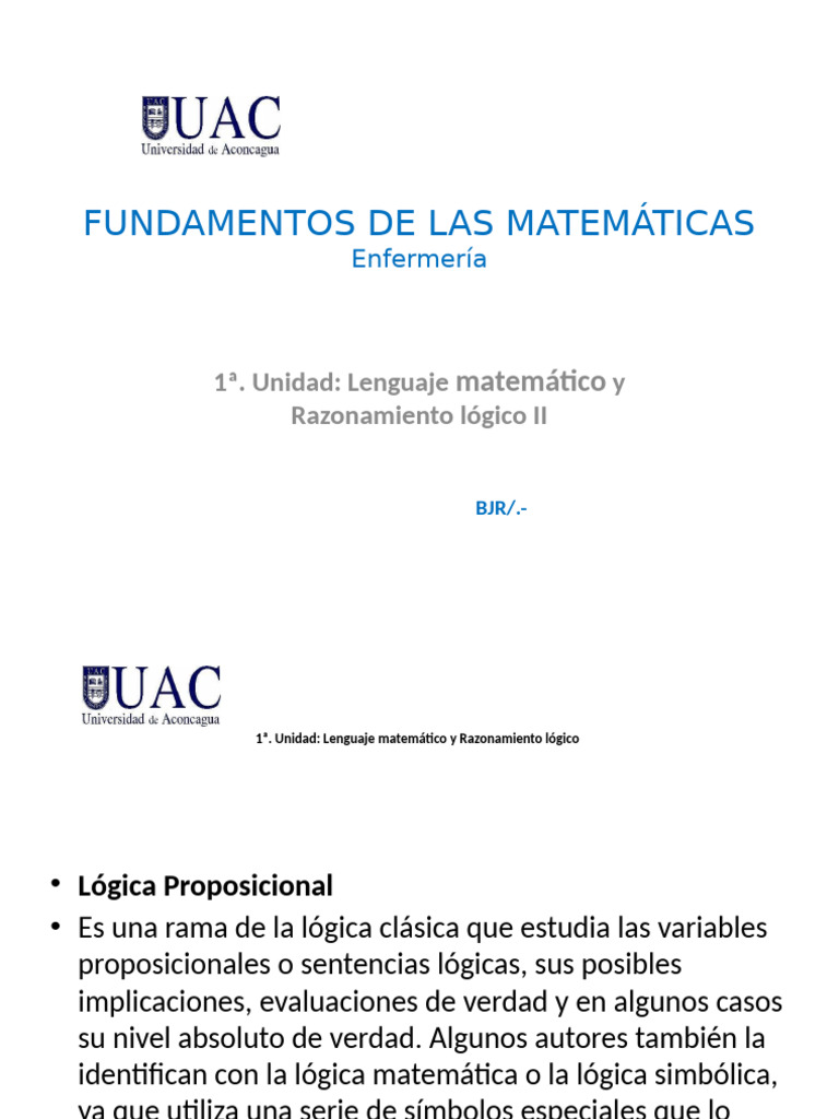 Lógica 2 Fund de Matem PPT Enfermería | PDF | Proposición | Lógica