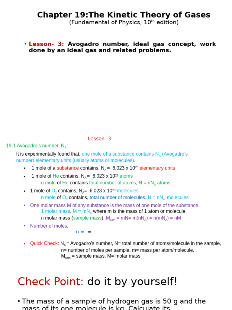 Lesson3 Phy 2 Spring 24-25 | PDF | Gases | Mole (Unit)