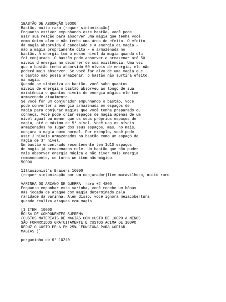 Items Magicos de Ded5e para Mago | PDF