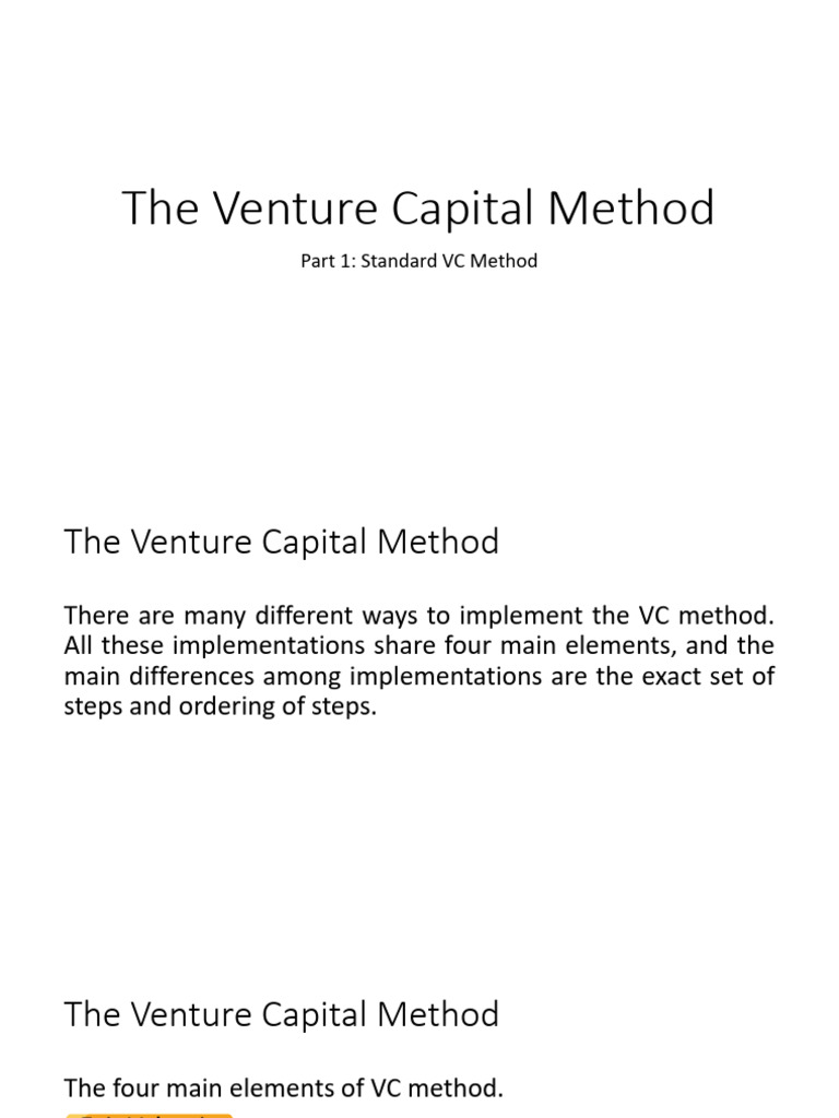 04 Venture Capital Standard Method | PDF | Venture Capital | Corporate ...
