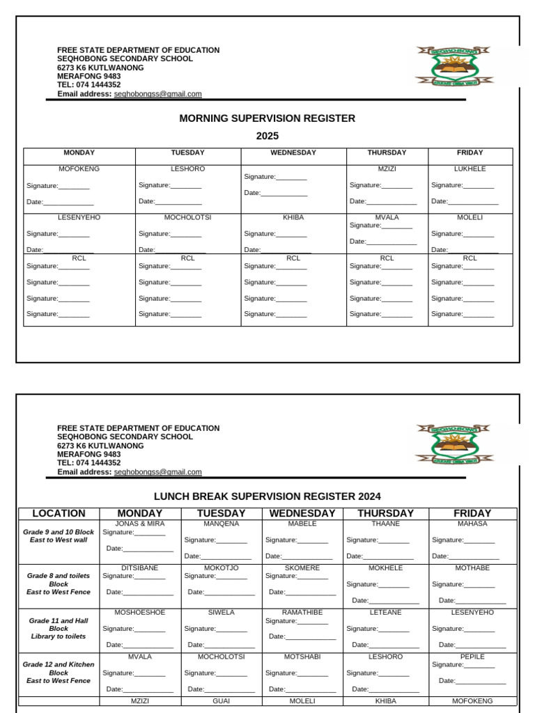 Ground Duty Register 2025 | PDF
