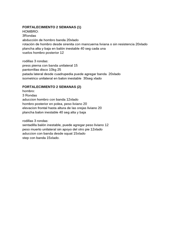 Fortalecimiento 2 Semanas | PDF