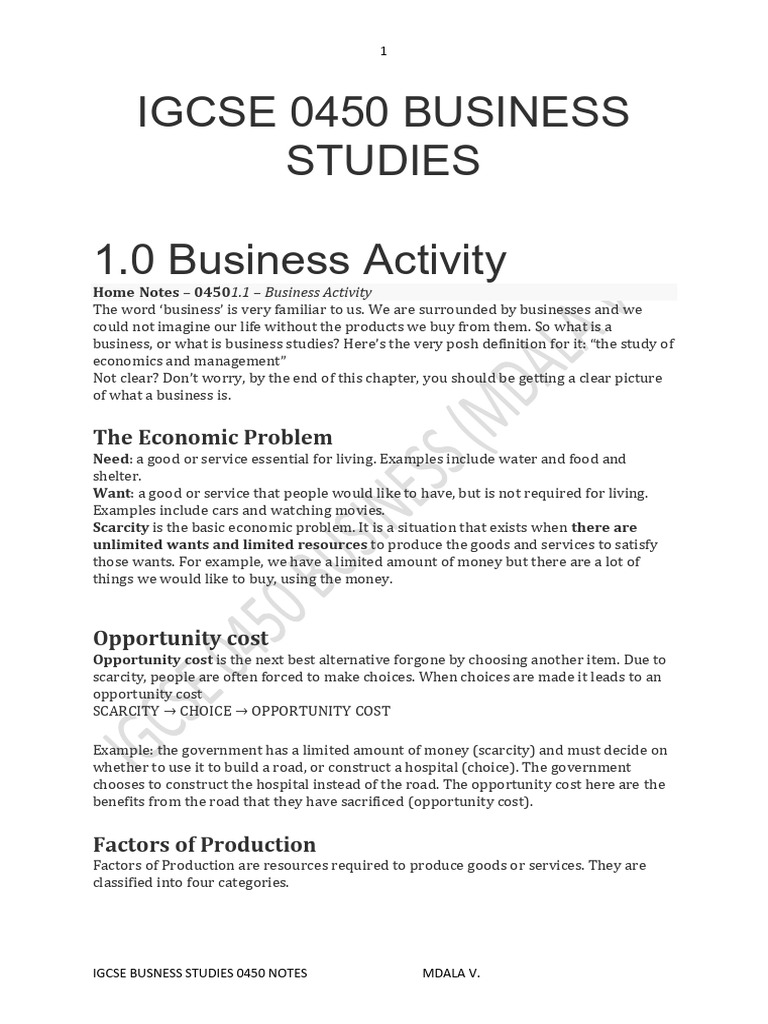 Igcse 0450 Business Studies | PDF | Franchising | Employment