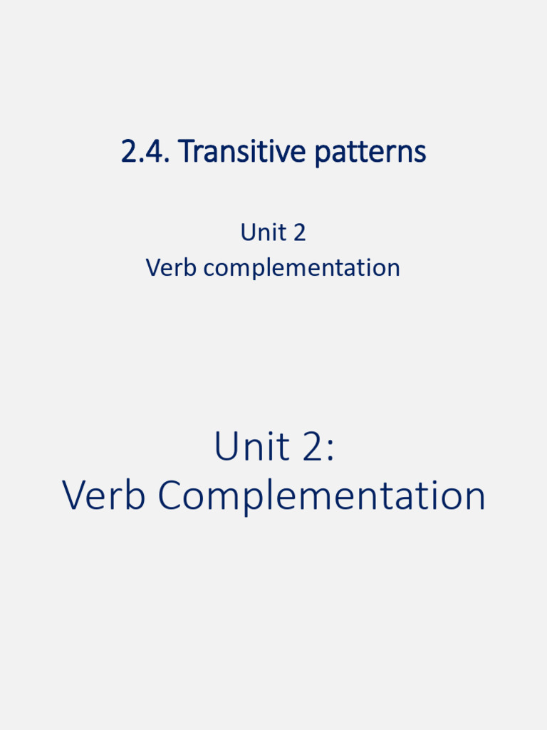 Presentation Students - Unit 2-4 - Transitive Patterns | PDF ...