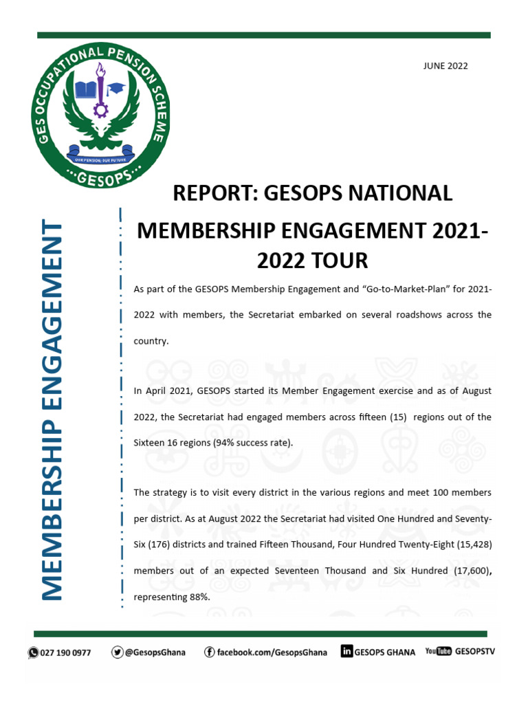 Summary Report GESOPS Membership Engagement 2021 2022 | PDF