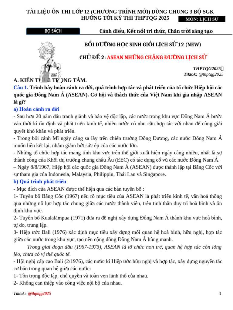 (Ls12) - Chủ Đề 2. Asean Những Chặng Đường Lịch Sử - Tiktok @Thptqg2025 ...