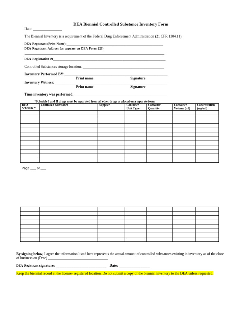 Cs Biennial Inventory Form | PDF