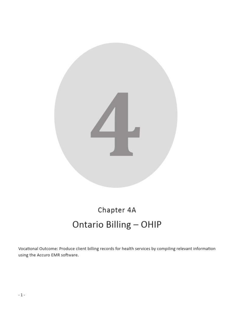 CH-4A - Ontario Billing - OHIP | PDF | Carpal Tunnel Syndrome | Blood Pressure