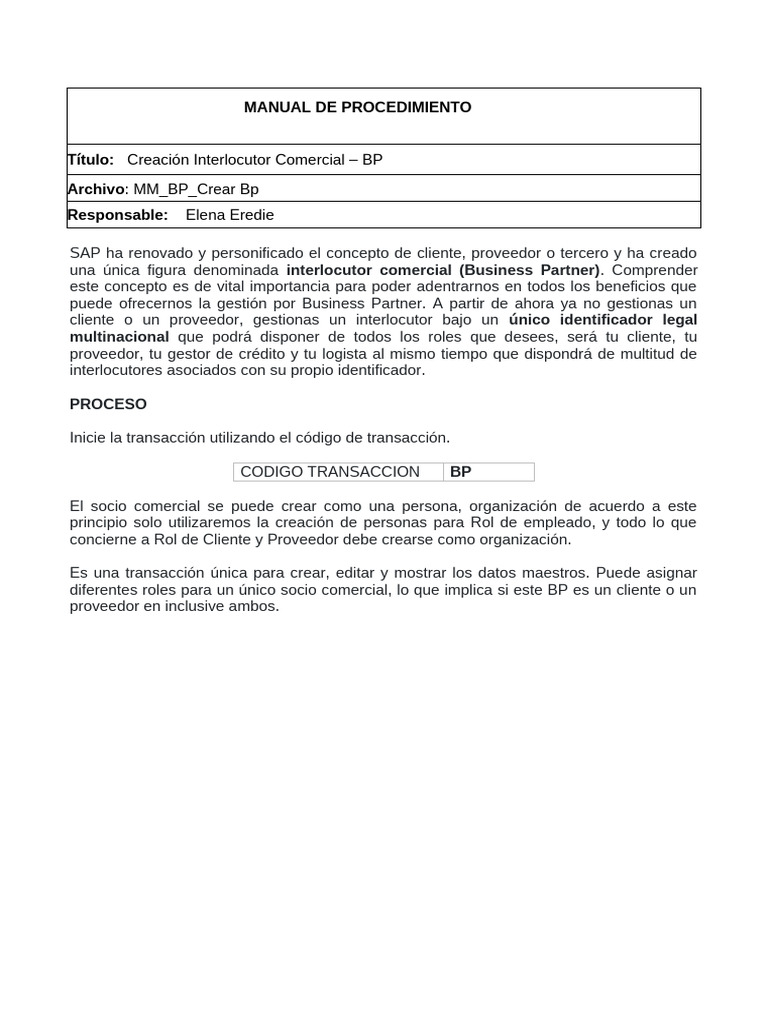 Creación de Interlocutor Comercial en SAP | PDF