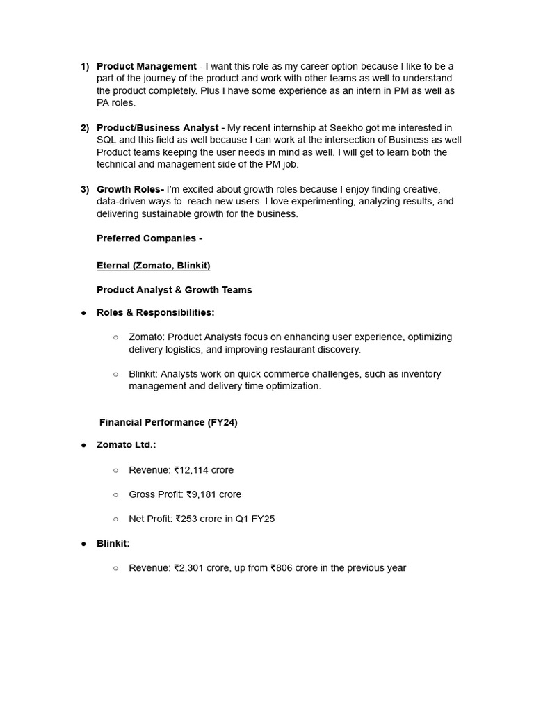 Career Paths in Product Management & Analysis | PDF | Business ...