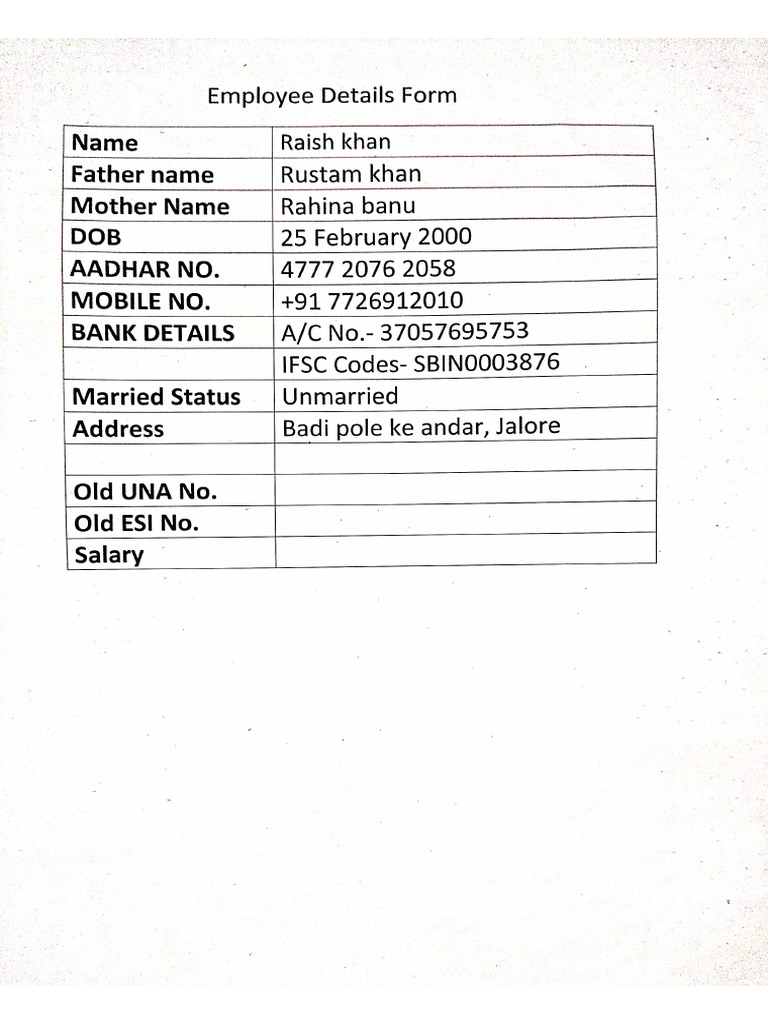 Raish Details | PDF