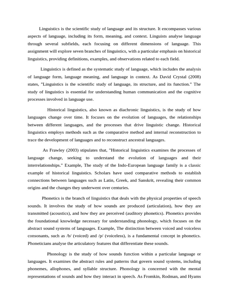 Overview of Linguistics Branches | PDF | Linguistics | Semantics