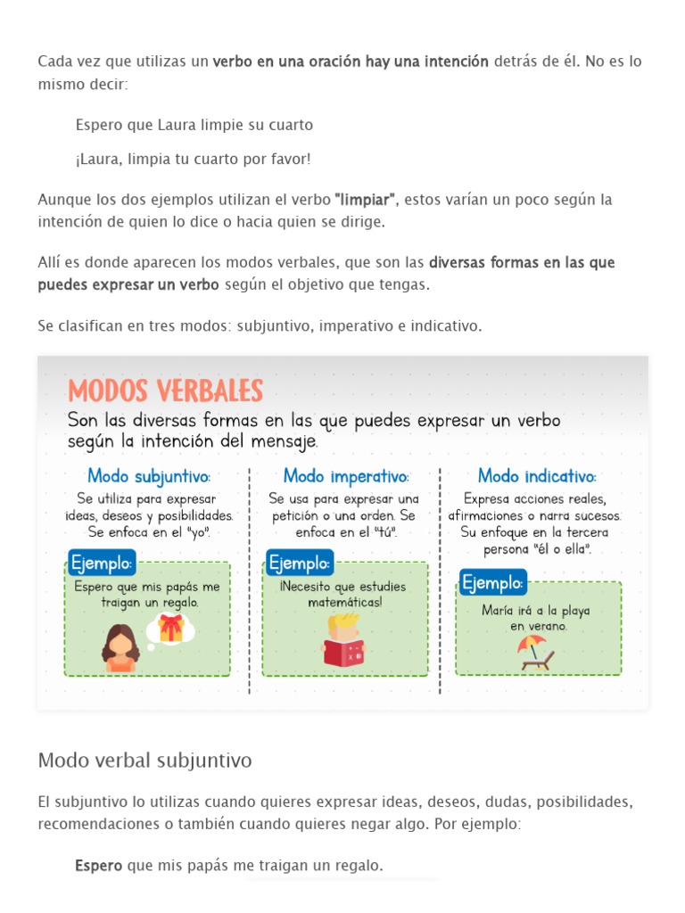 Gramática Básica - Modos Verbales | PDF | Verbo | Mecánica del lenguaje