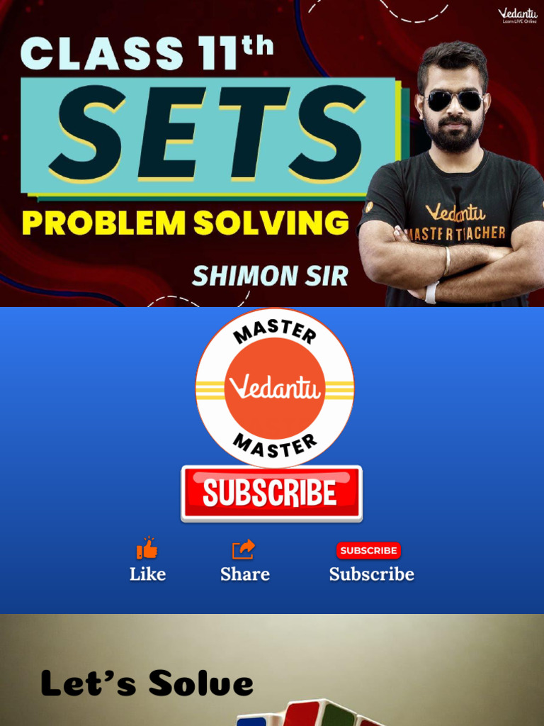 Class 11th Sets Problem Solving Shimon Sir Vedantu Master Tamil | PDF