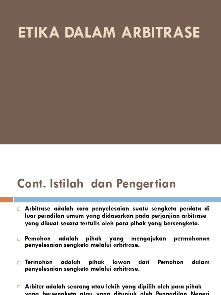 3.2 Ppt. Etika Dalam Arbitrase | PDF