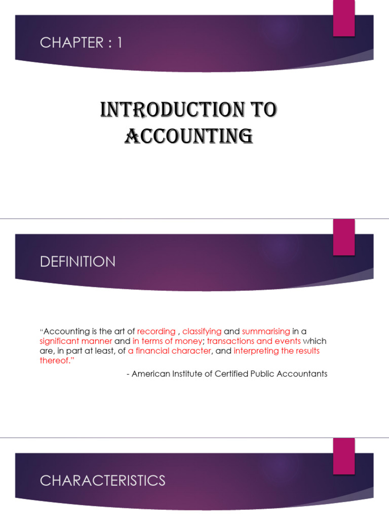Chapter 1 - Introduction To Accounting | PDF | Accounting | Banks