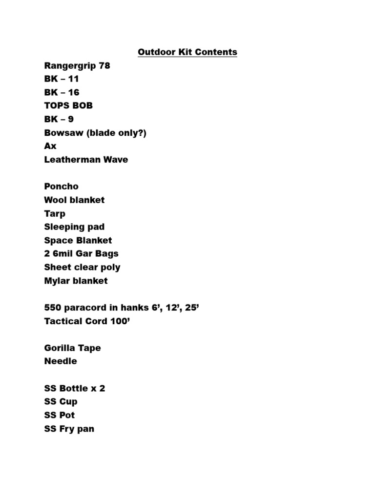 Notes On Outdoor Kit | PDF