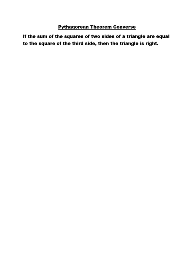 Pythagorean Theorem Converse | PDF