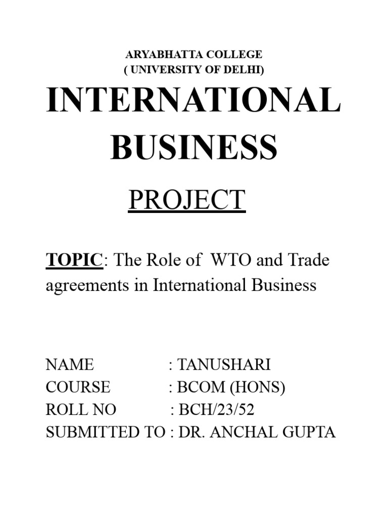 International Business | PDF | World Trade Organization | Trade Agreements