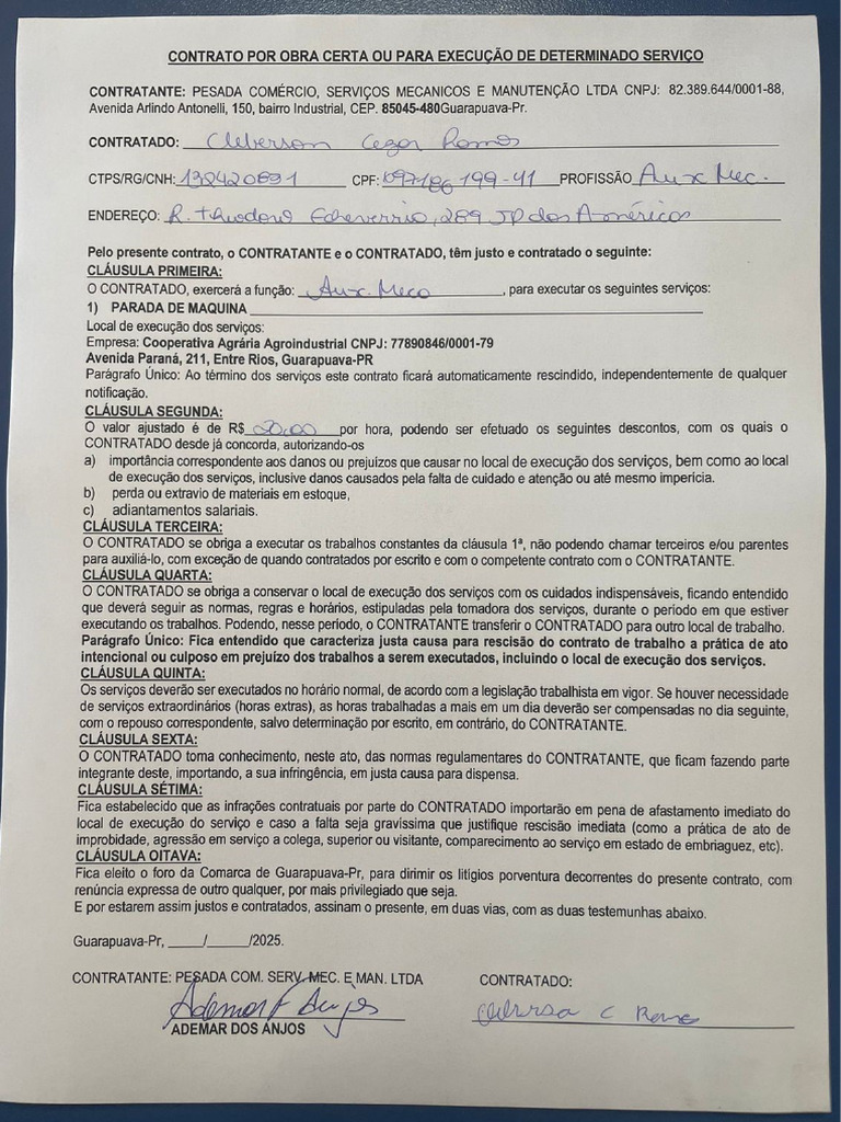 Contrato Cleberson | PDF
