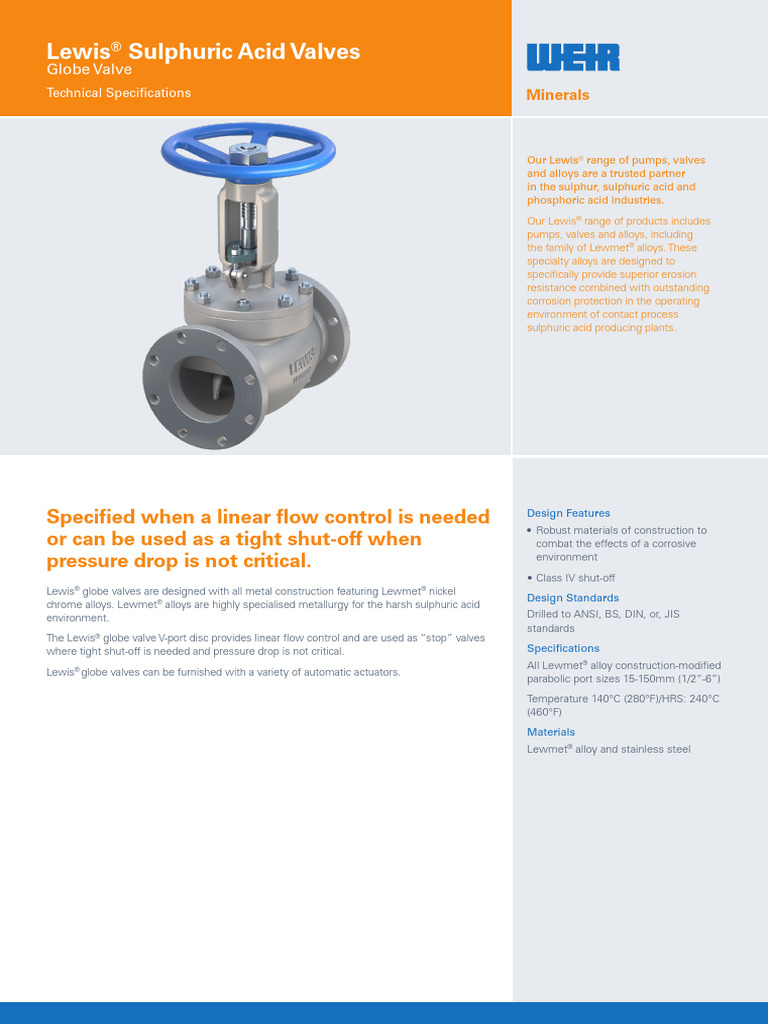 Lewis Globe Valves Spec Sheet | PDF | Valve | Physical Sciences