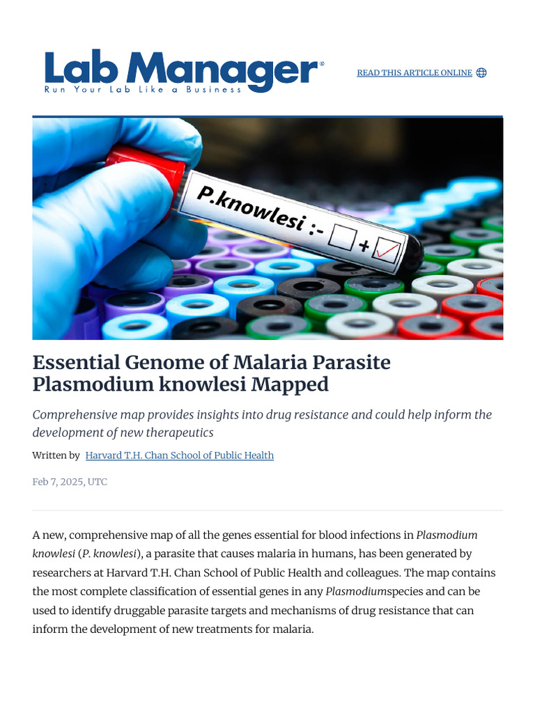 Essential Genome of Malaria Parasite Plasmodium knowlesi Mapped | PDF ...