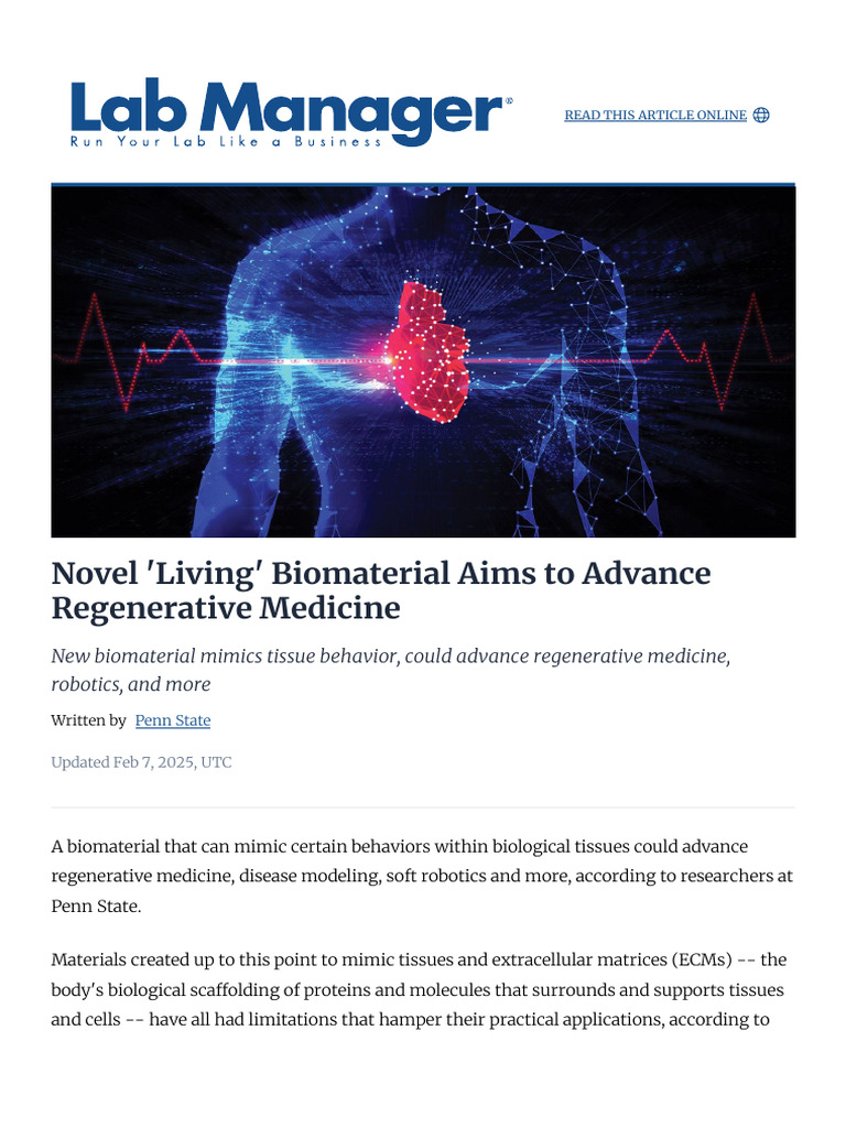 Novel Living Biomaterial for Regenerative Medicine | PDF ...