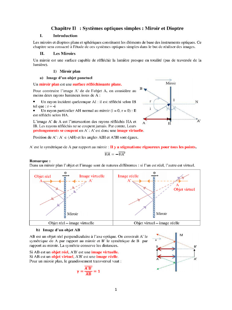 Chapitre 2 Optique | PDF