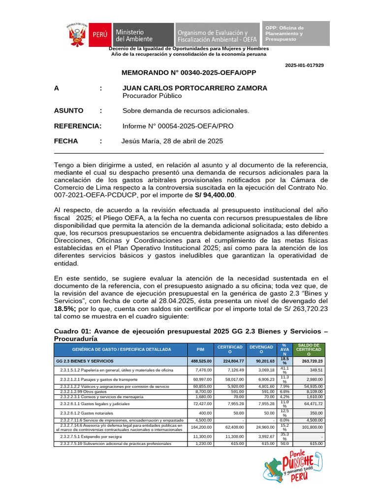 Memorando | PDF | Presupuesto