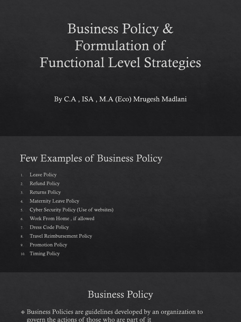 Unit 13 - Business Policy & Formulation of Financial Strategy | PDF