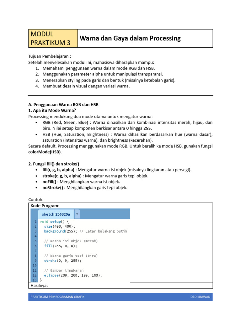 MODUL Komputer Grafik 3 - Mahasiswa | PDF