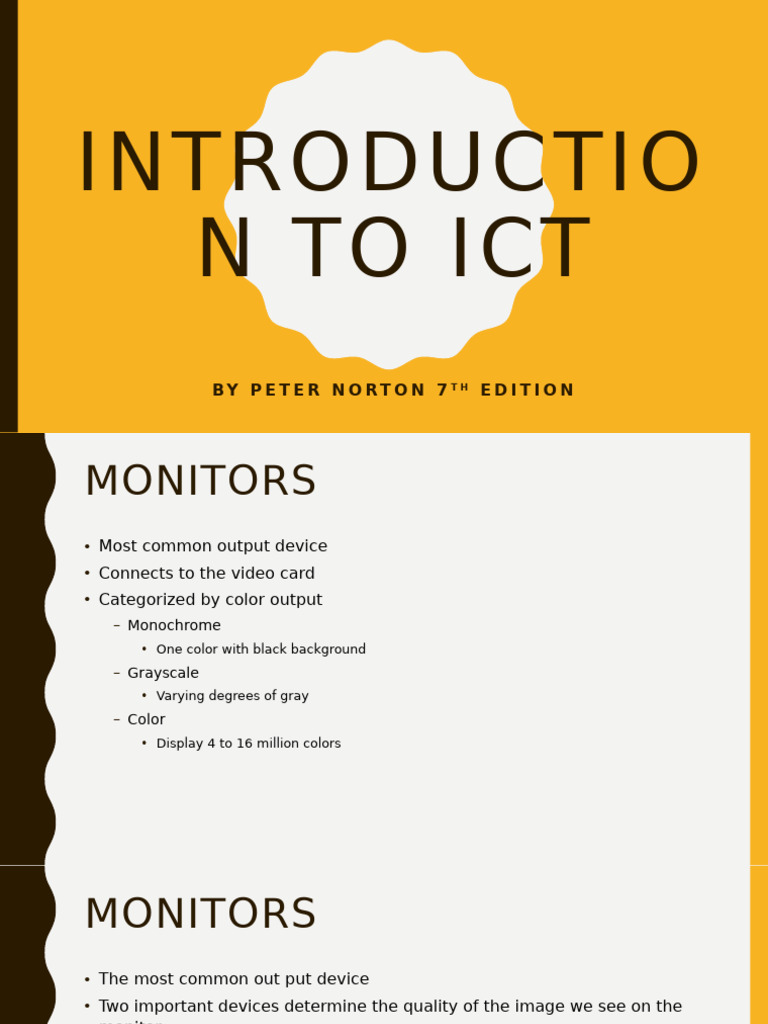 Lecture#6-Introduction to ICT | PDF | Computer Monitor | Liquid Crystal Display