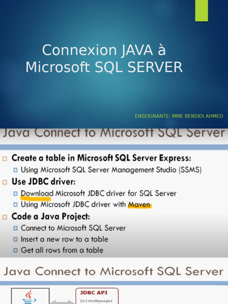 2connexion JDBC SQL Server | PDF