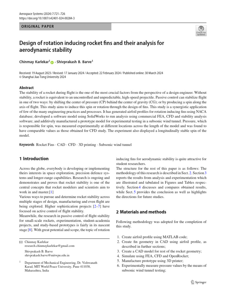 Design of Rotation Inducing Rocket Fins and Their Analysis For ...