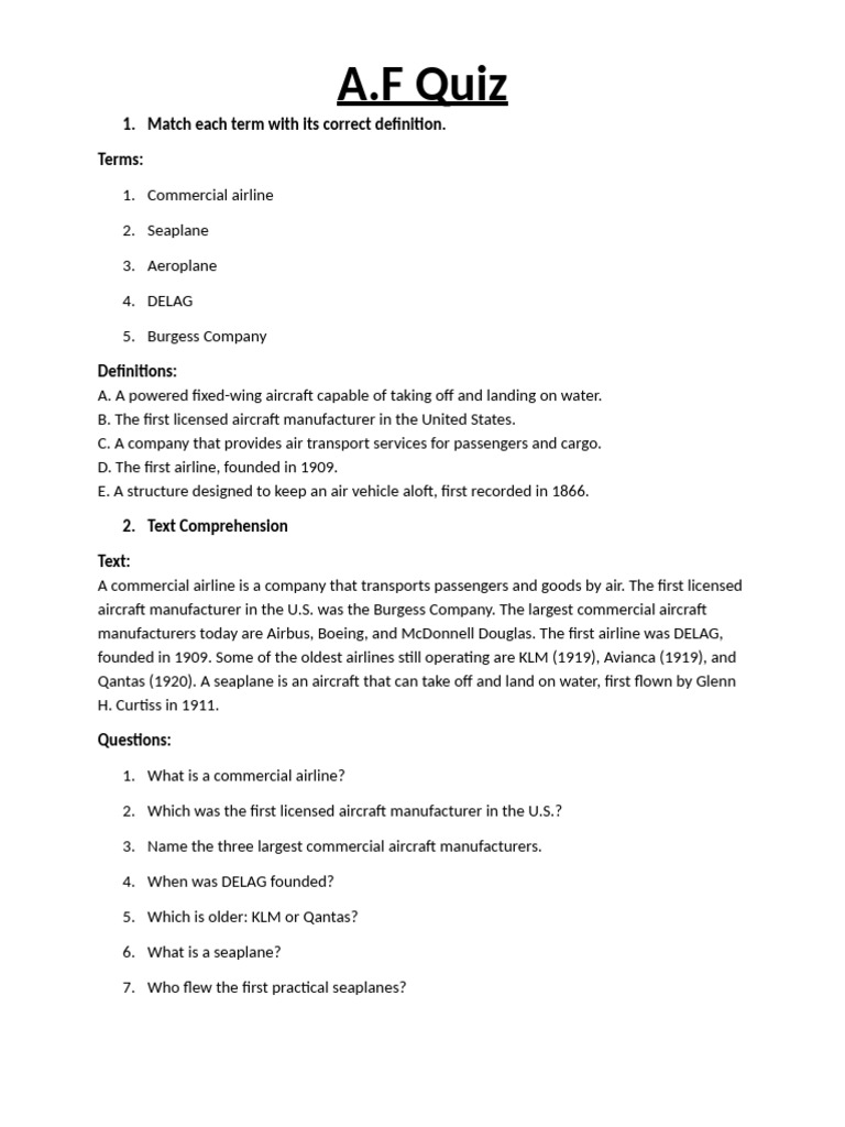 Air Familiarization QUIZ | PDF