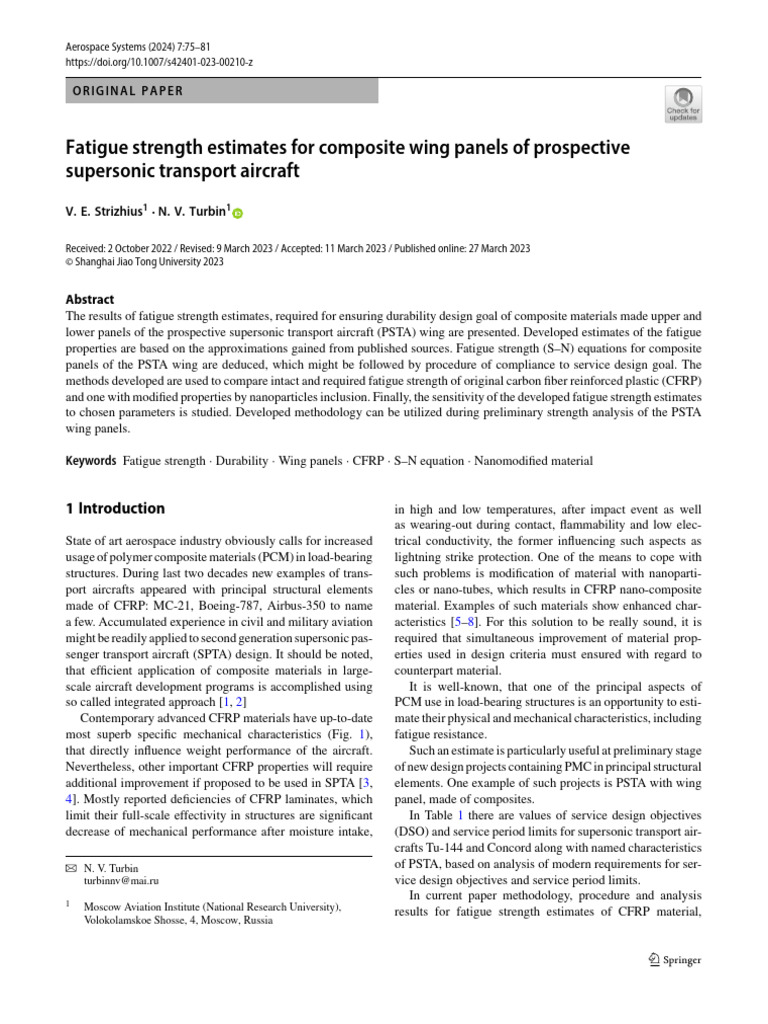Fatigue Strength Estimates For Composite Wing Panels of Prospective ...