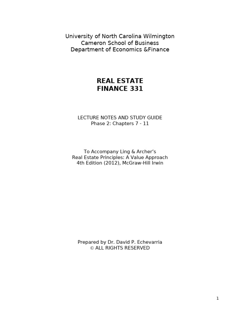 Real Estate Finance Lecture Notes | PDF | Mortgages | Foreclosure