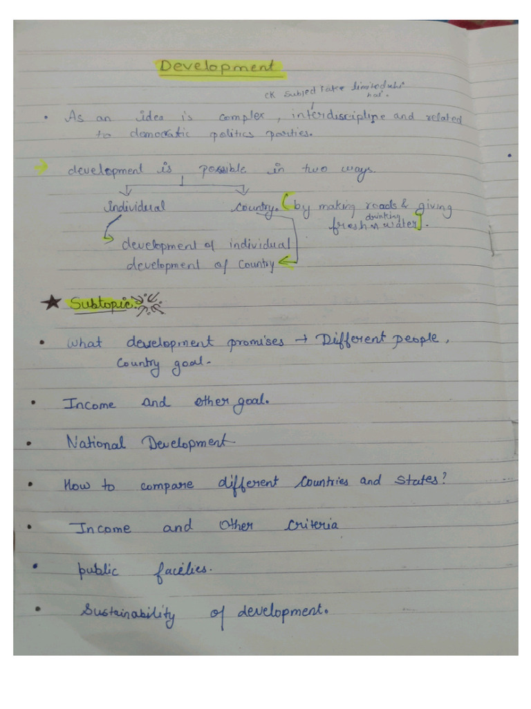 Development S.ST Economic Chapter1 Class 10th | PDF
