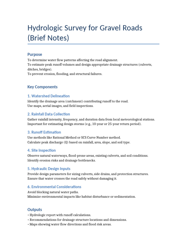 Hydrologic Survey Brief Notes | PDF